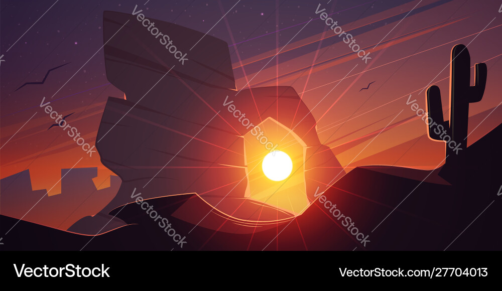 Sunset desert Royalty Free Vector Image - VectorStock
