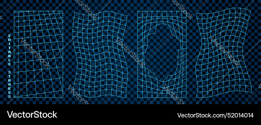 Abstract 3d wireframe wavy mesh grid shapes Vector Image