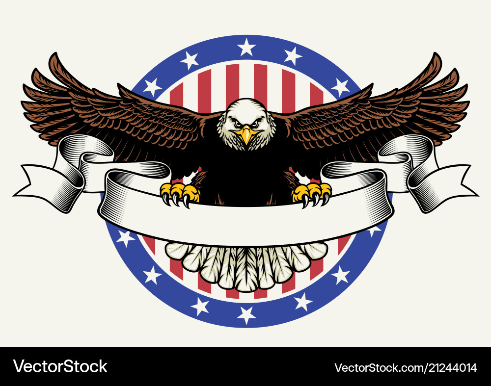 American bald eagle hold the blank ribbon for text