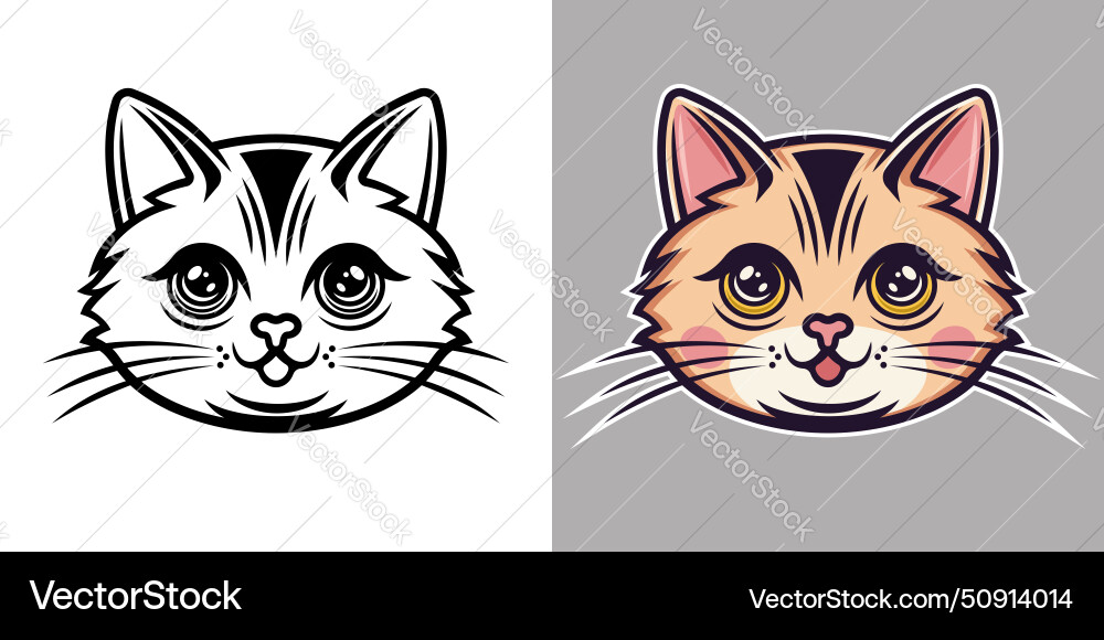 Cat head cartoon character Royalty Free Vector Image