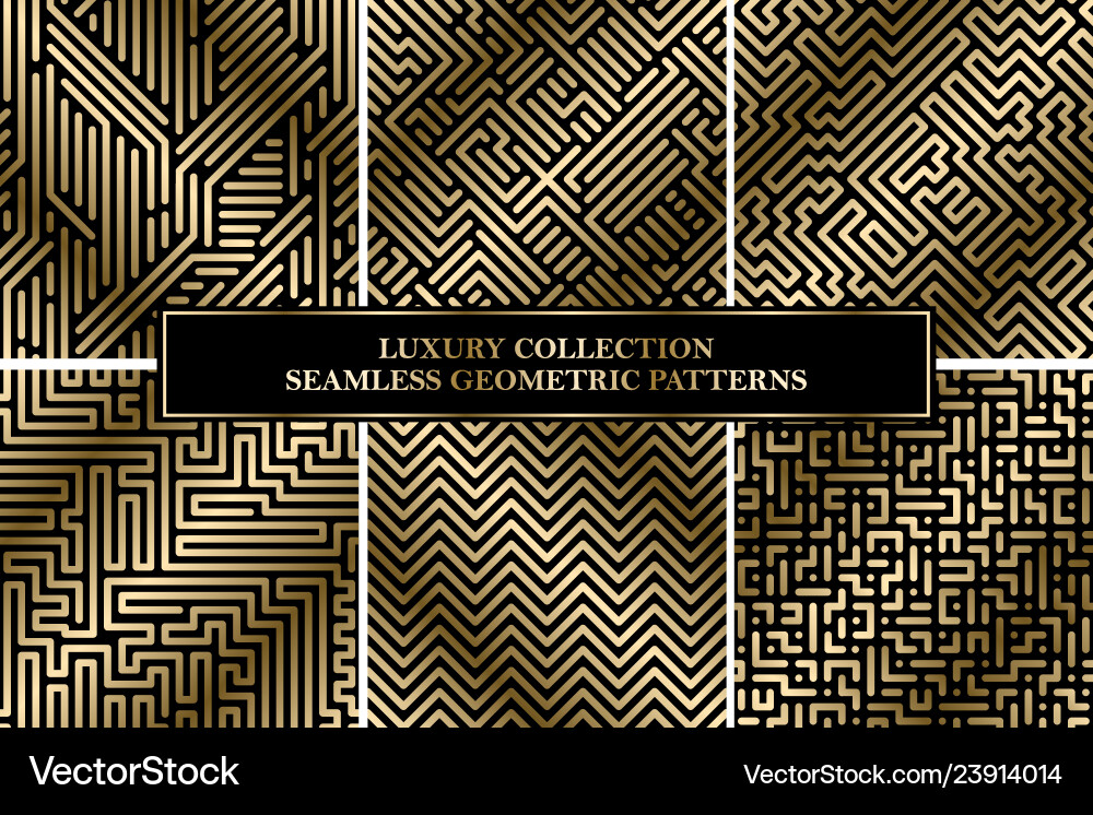 Collection of seamless geometric luxury patterns Vector Image