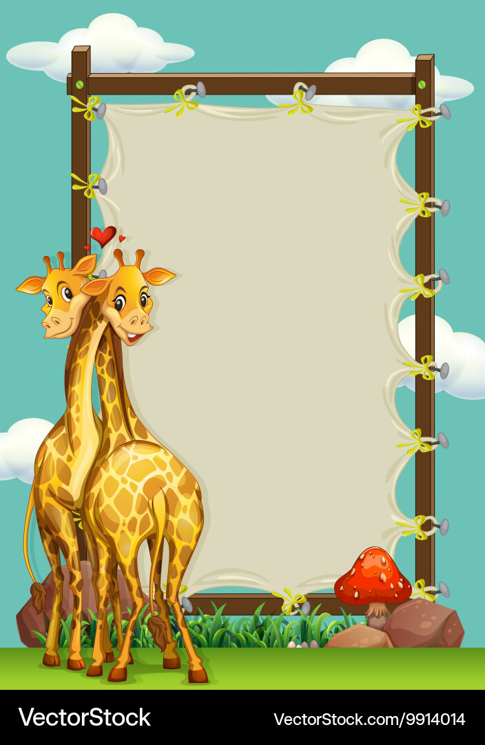 Frame design with two giraffes Royalty Free Vector Image
