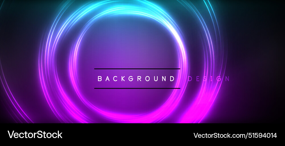 Neon glowing circle rays light round lines Vector Image