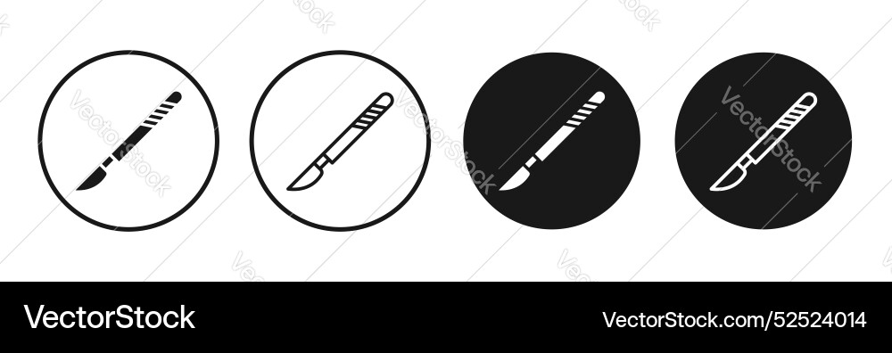 Scalpel icon set black filled and outlined style Vector Image