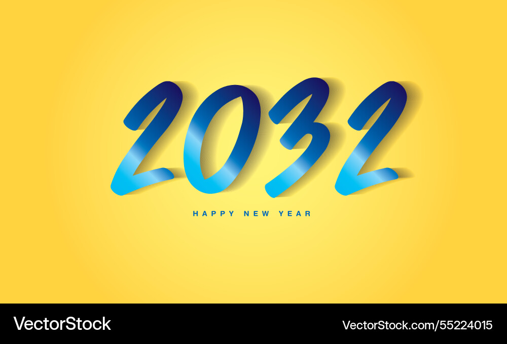 2032 happy new year on yellow background Vector Image