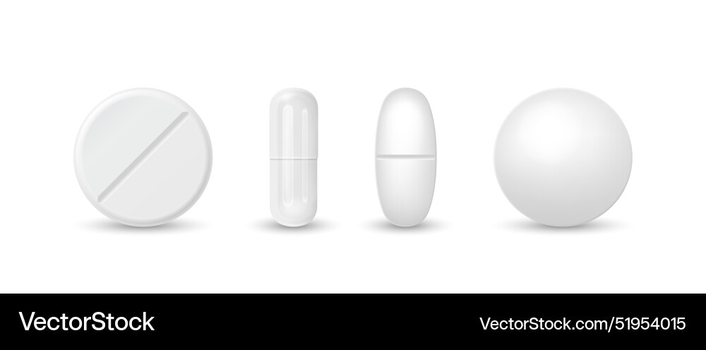 3d realistic white pharmaceutical medical pill Vector Image