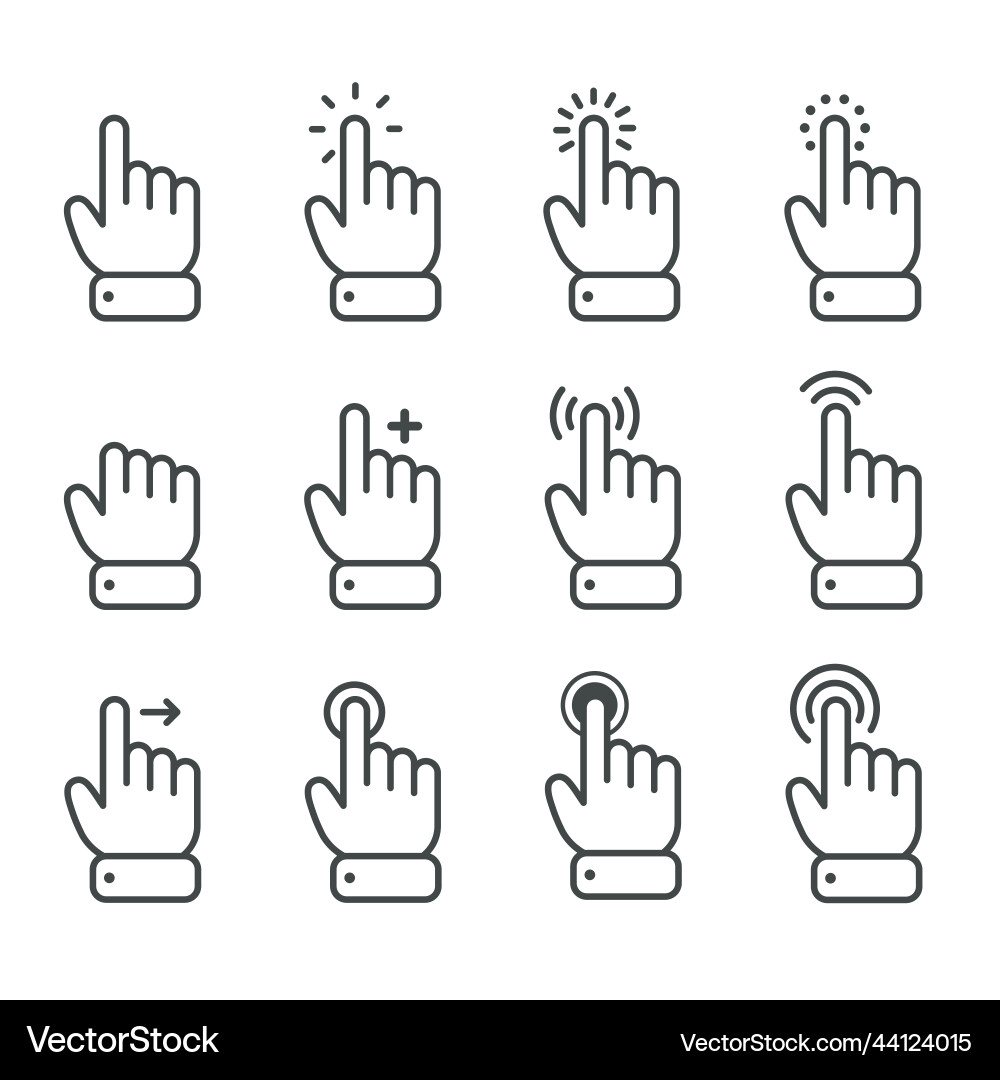 Cartoon finger mouse cursor in various gestures Vector Image