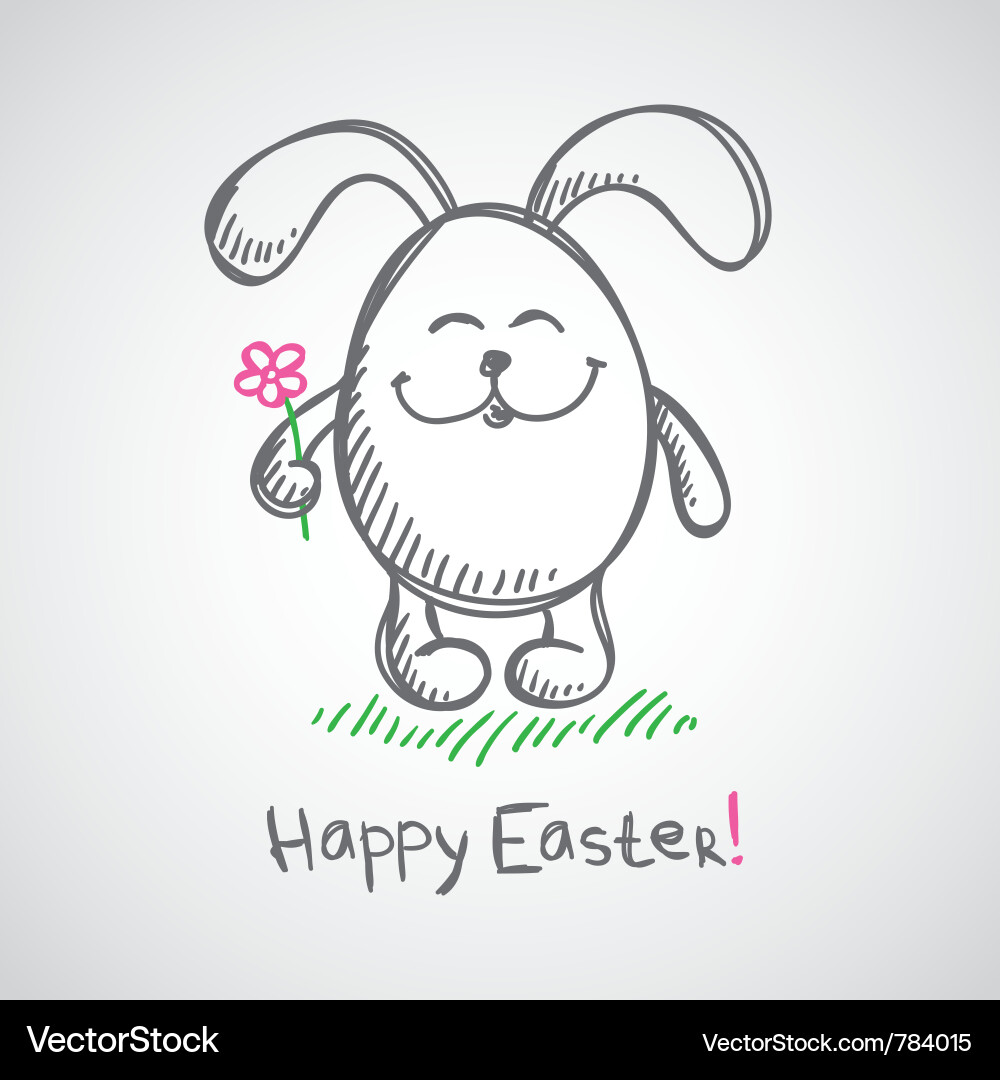 Cute Easter Bunny Sketch Royalty Free Vector Image