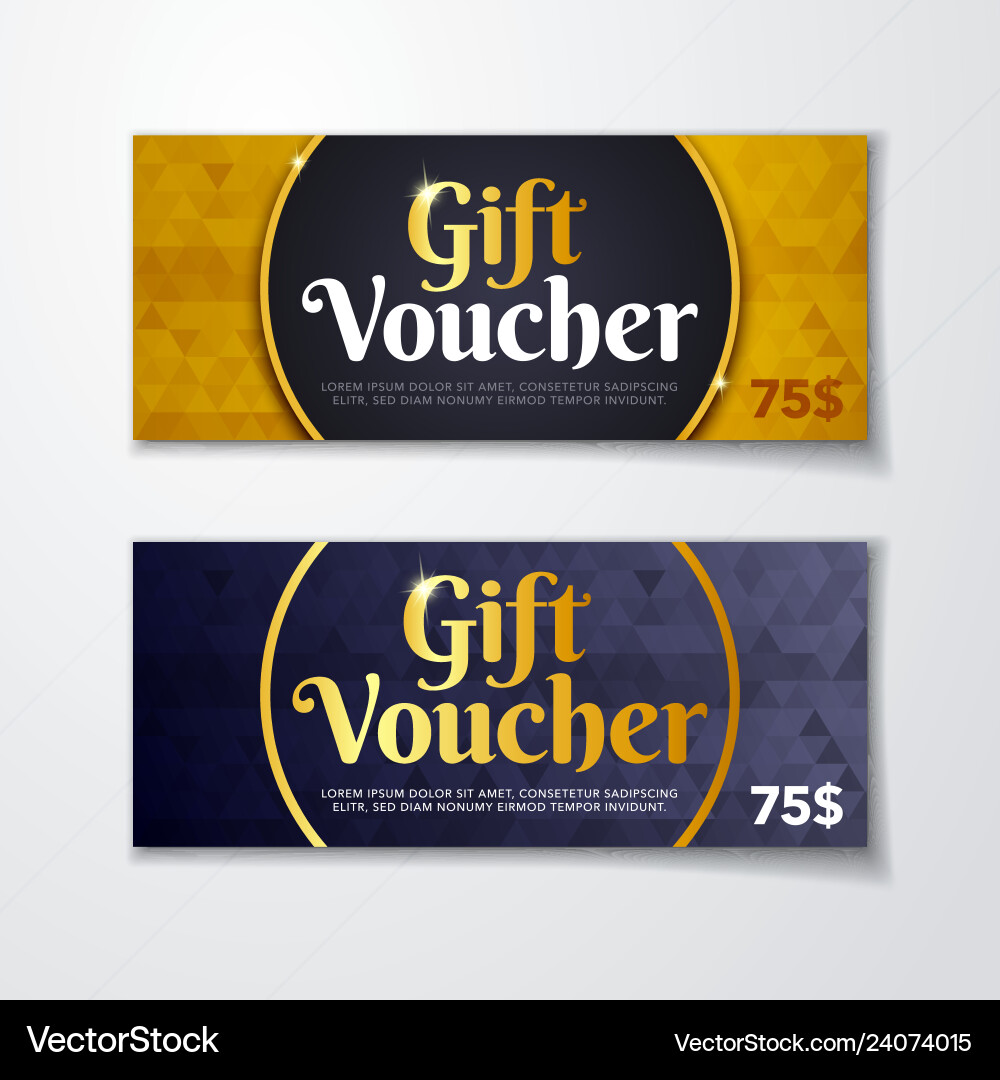 Gold gift voucher with diamond premium pattern Vector Image