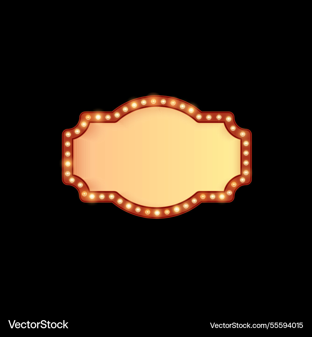 Light bulbs on red frame vintage lamp border Vector Image