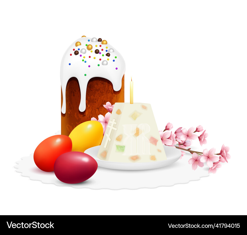 Orthodox easter realistic composition Royalty Free Vector