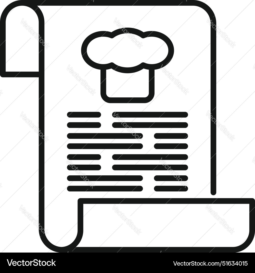 Restaurant menu scroll with chef hat logo Vector Image