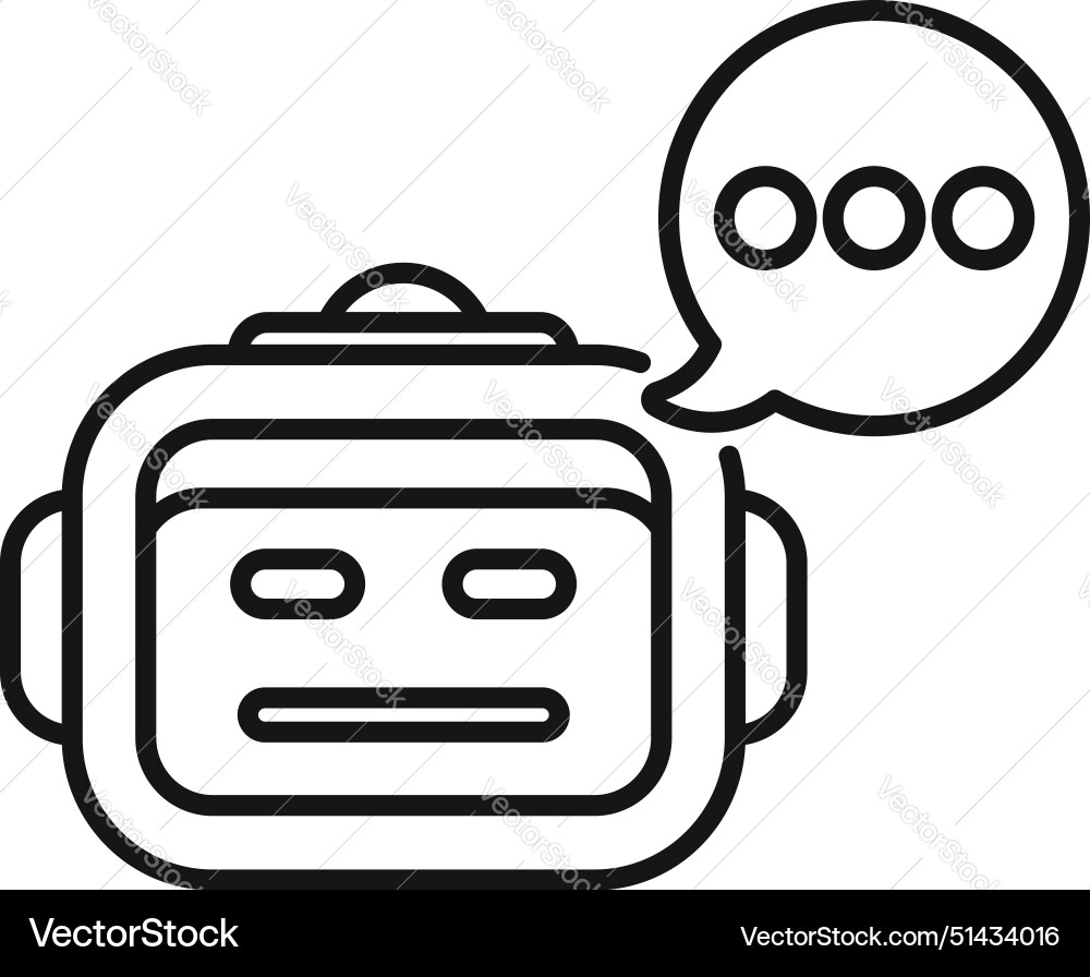 Cartoon robot with speech bubble line icon Vector Image