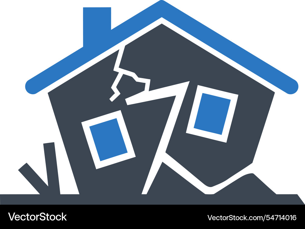 Cracked house structure icon Royalty Free Vector Image