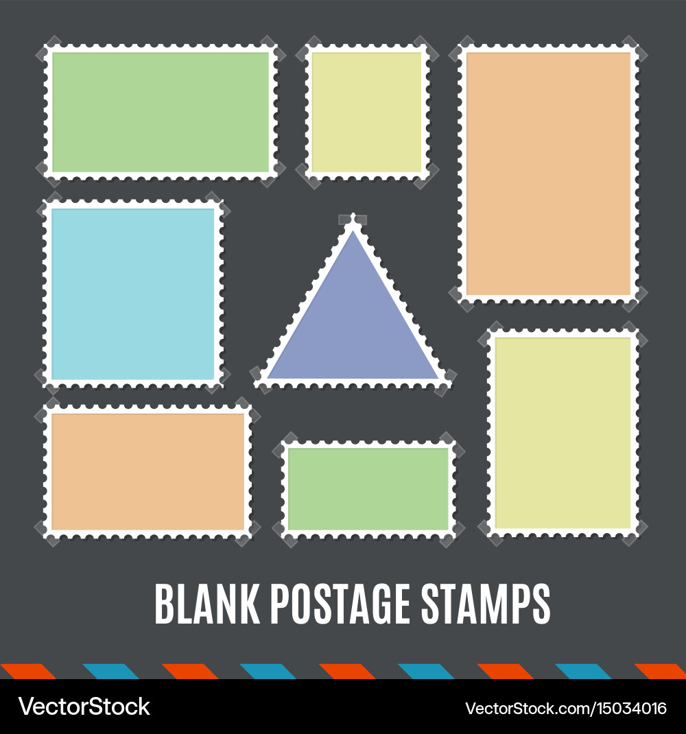 Empty template blank postage stamps set Royalty Free Vector