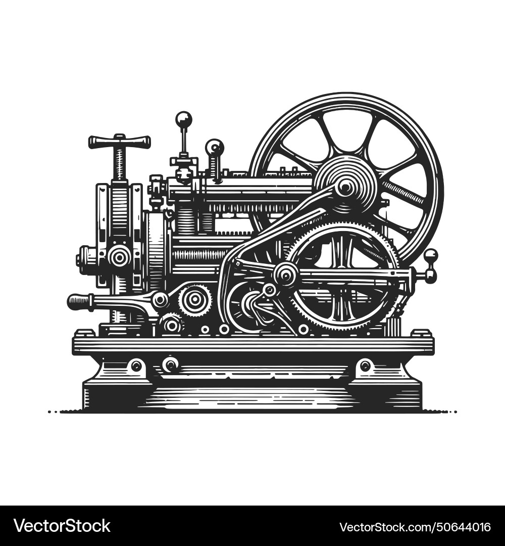 Intricate industrial machinery sketch Royalty Free Vector