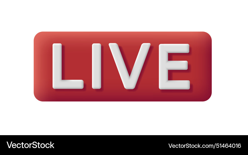 Live tag 3d label red badge with white letters Vector Image