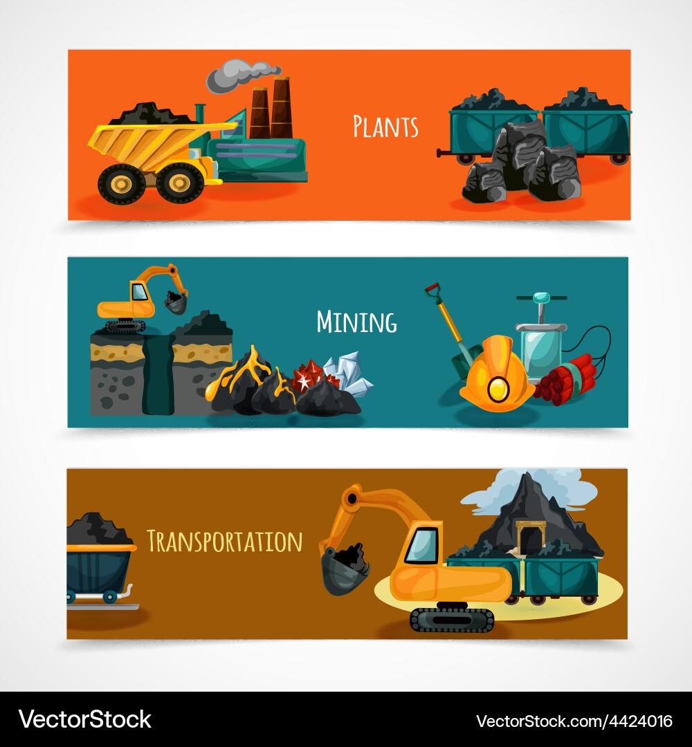 Mining banners set Royalty Free Vector Image - VectorStock