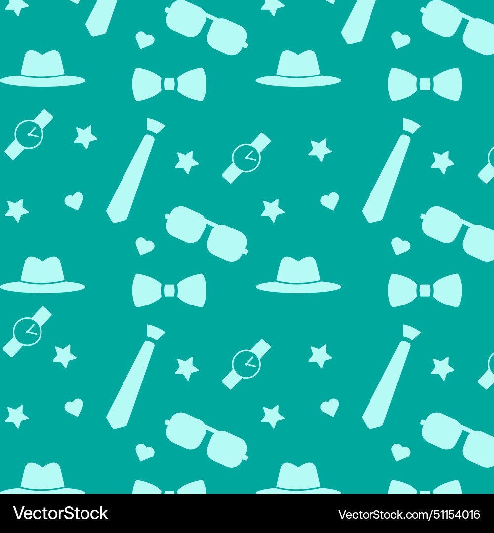 Seamless pattern with hat and bow tie watches Vector Image