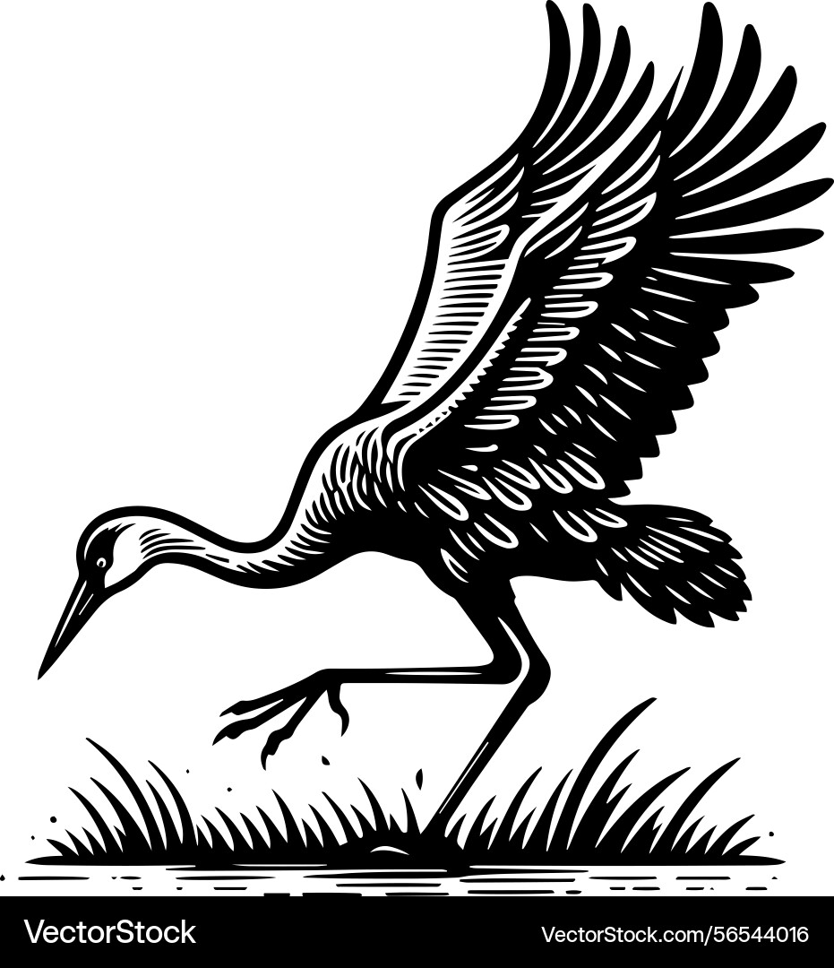 Simple sandhill crane side view icon vintage Vector Image