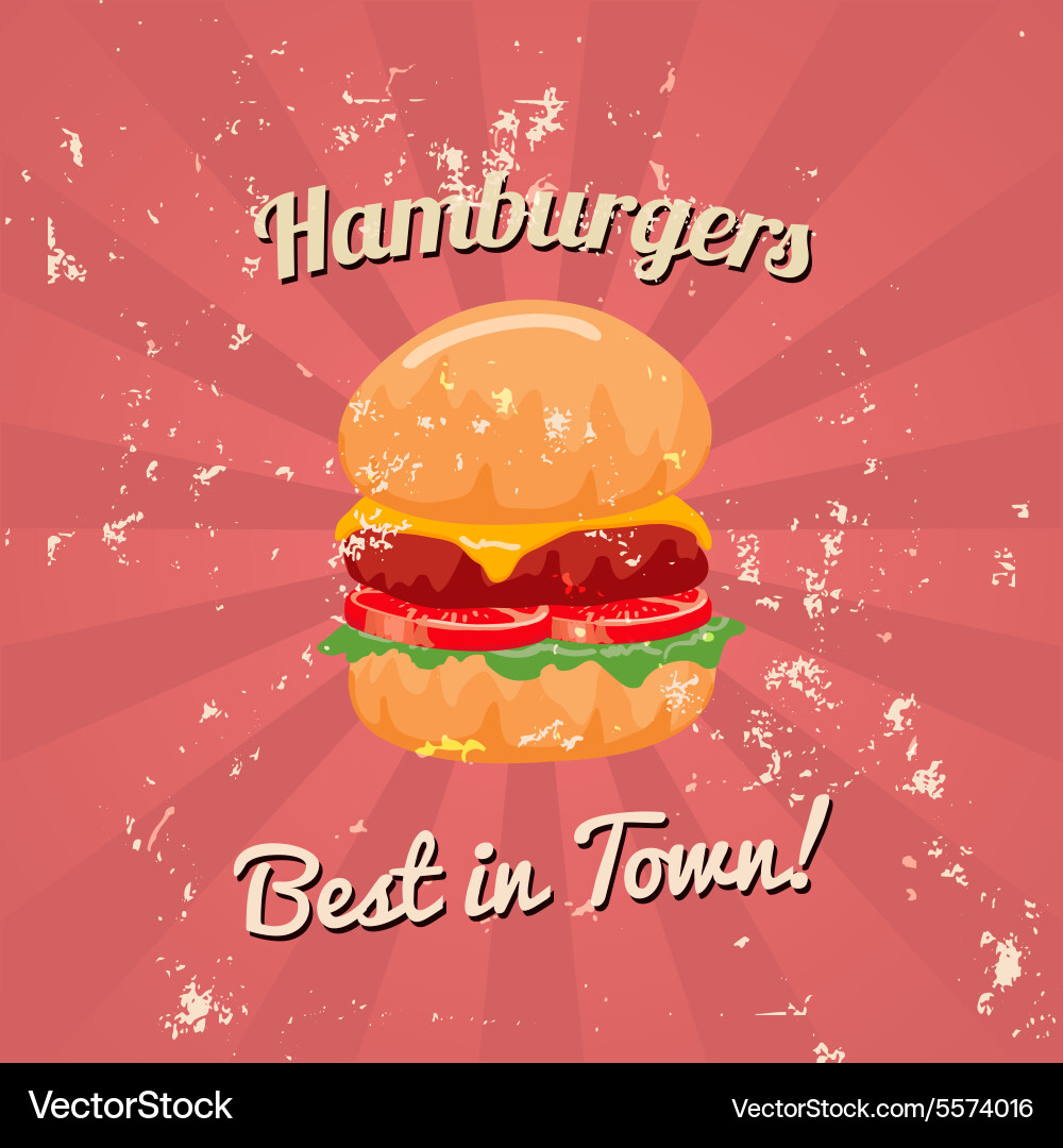 Vintage hamburger poster Royalty Free Vector Image