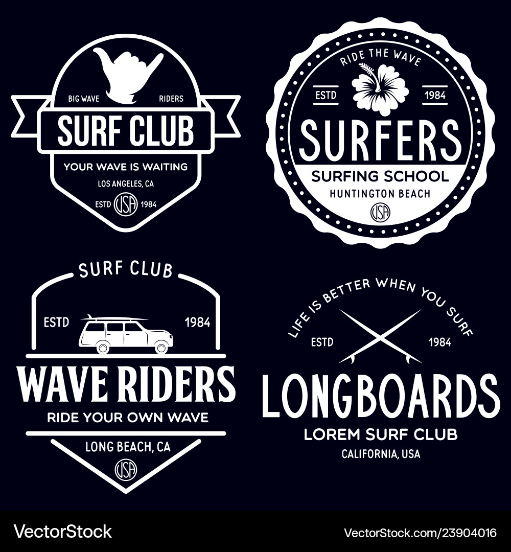 Vintage surfing emblems for web design or print Vector Image