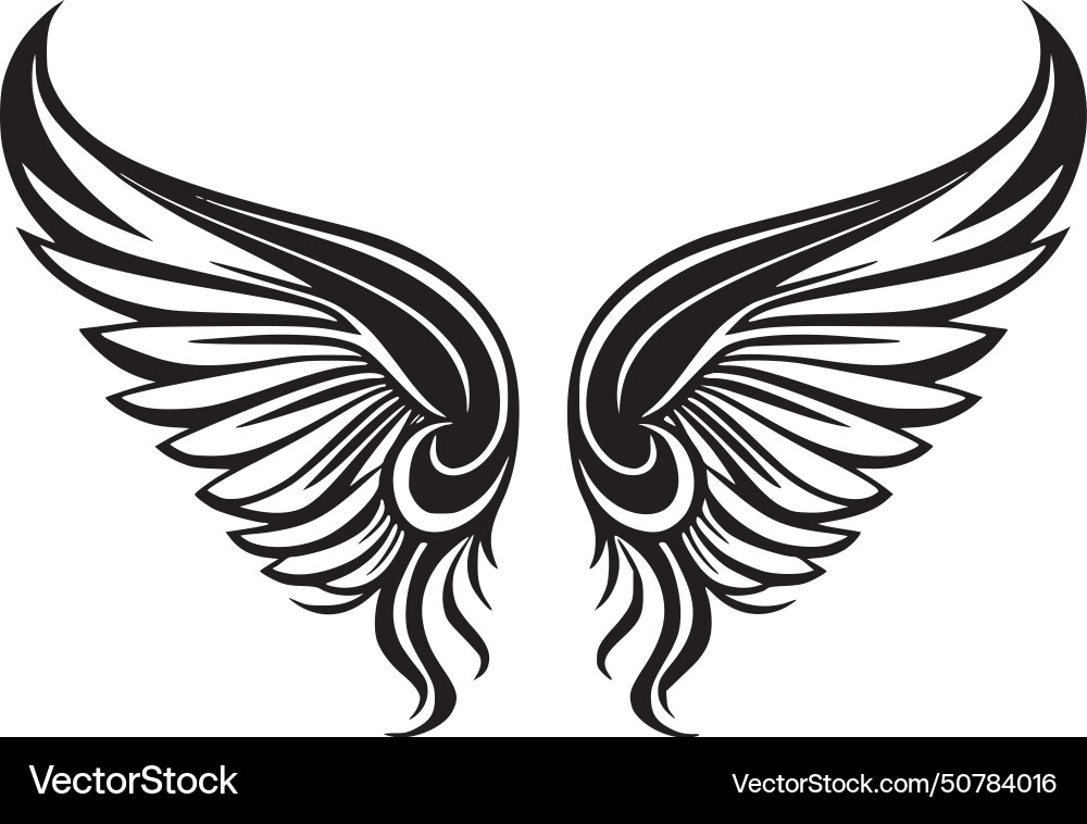 Wings - black and white Royalty Free Vector Image