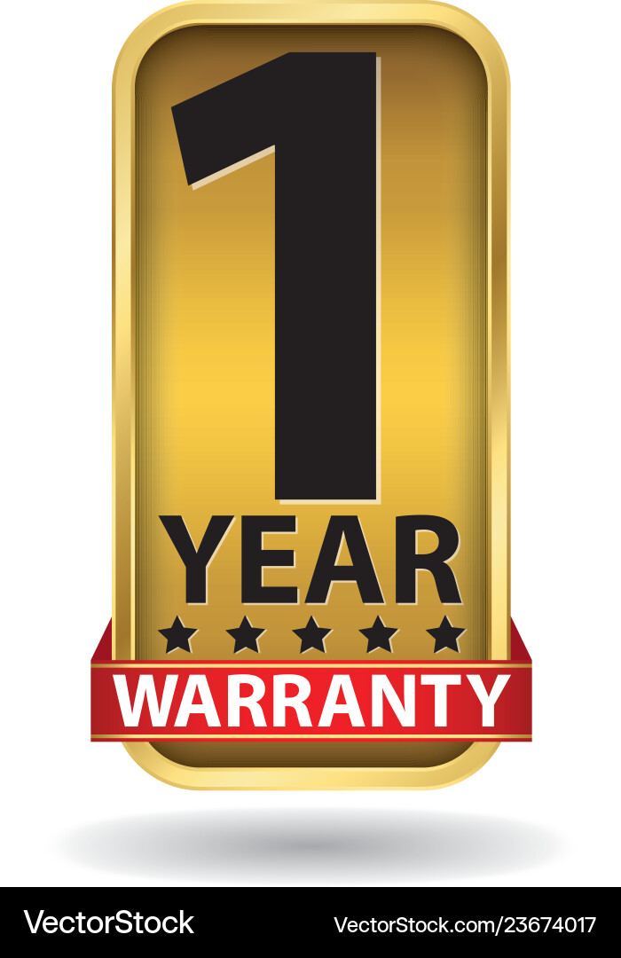 1 year warranty golden label Royalty Free Vector Image