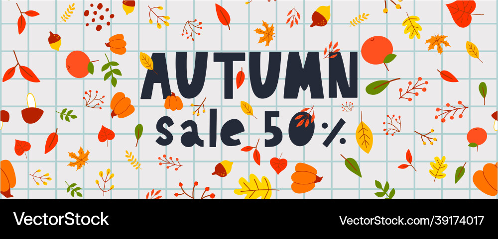 Autumn banner fall lettering card Royalty Free Vector Image