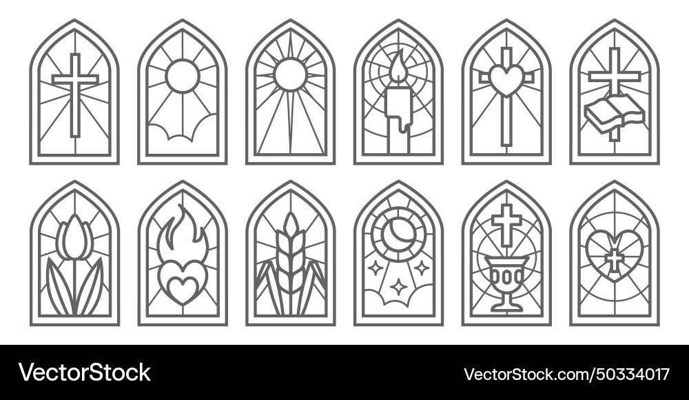 Church glass windows stained mosaic catholic Vector Image