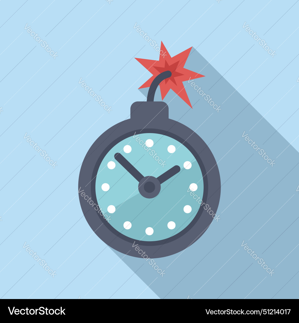 Duration bomb timer deadline icon flat Royalty Free Vector