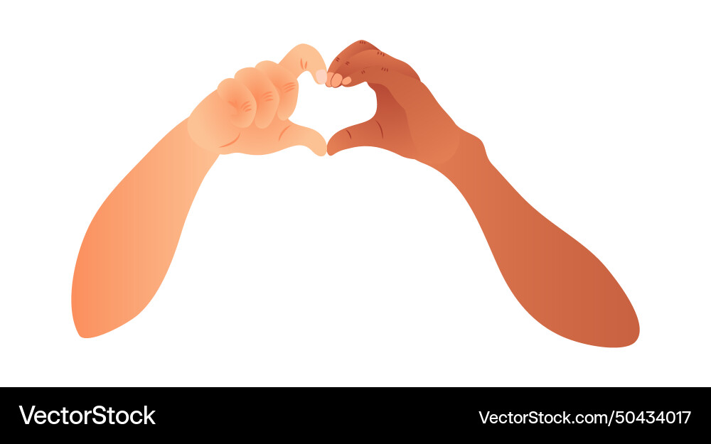Hands of different people making a heart symbol Vector Image