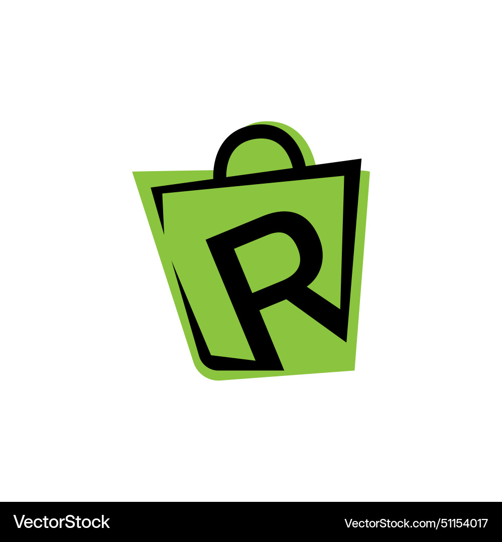 Initial letter r shopping bag logo design concept Vector Image