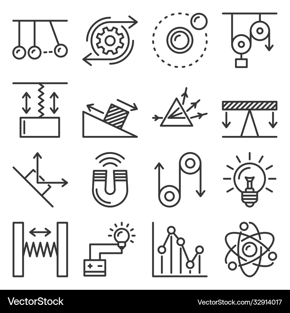 Science physics icons set on white background Vector Image