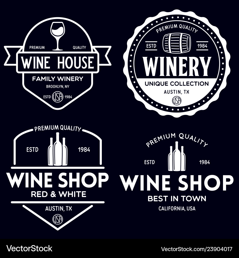 Wine winery logo or icon emblem label for menu Vector Image