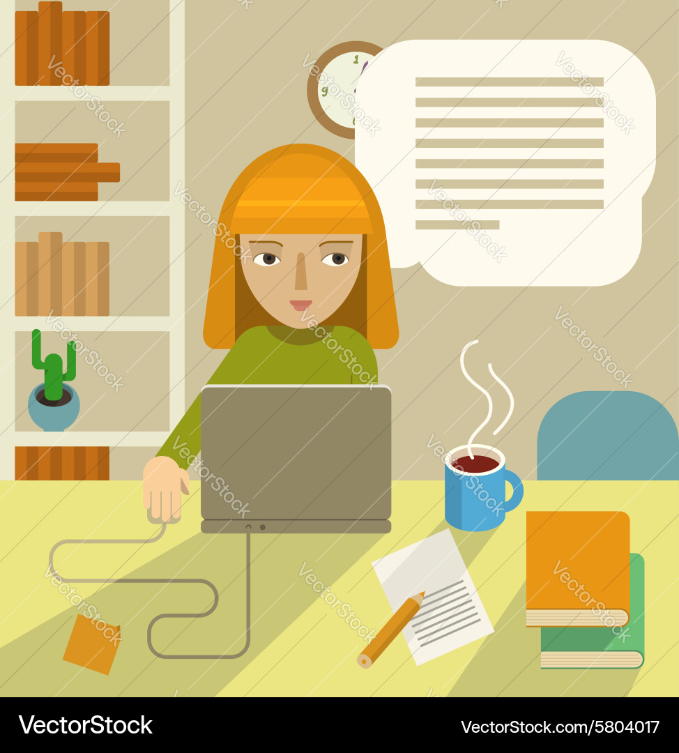 Writer at work Royalty Free Vector Image - VectorStock