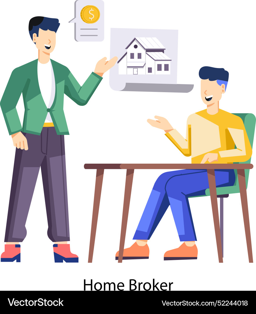 Basic rgbhome broker in flat style Royalty Free Vector Image