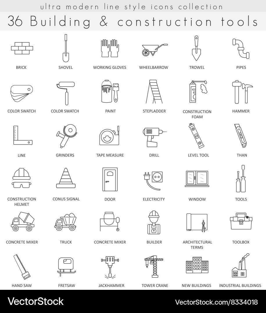 Building construction ultra modern outline Vector Image