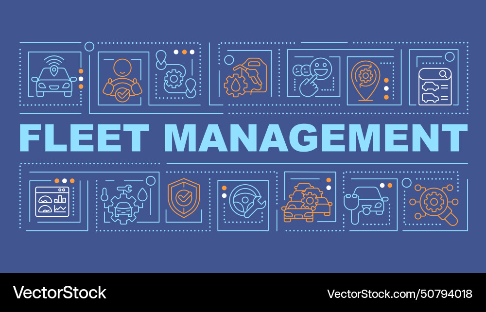 Fleet management blue word concept Royalty Free Vector Image