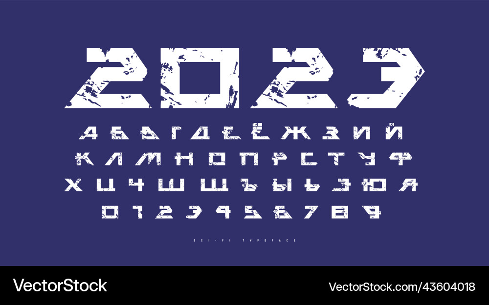 Futuristic space cyrillic sans serif font Vector Image