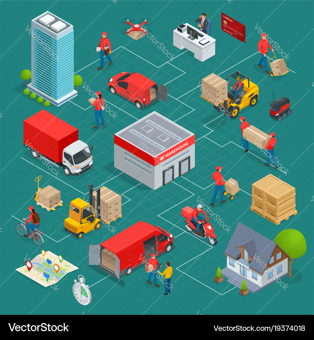 Isometric logistics and delivery infographics Vector Image