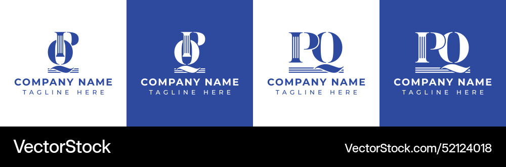Letters pq and qp pillar logo set suitable Vector Image