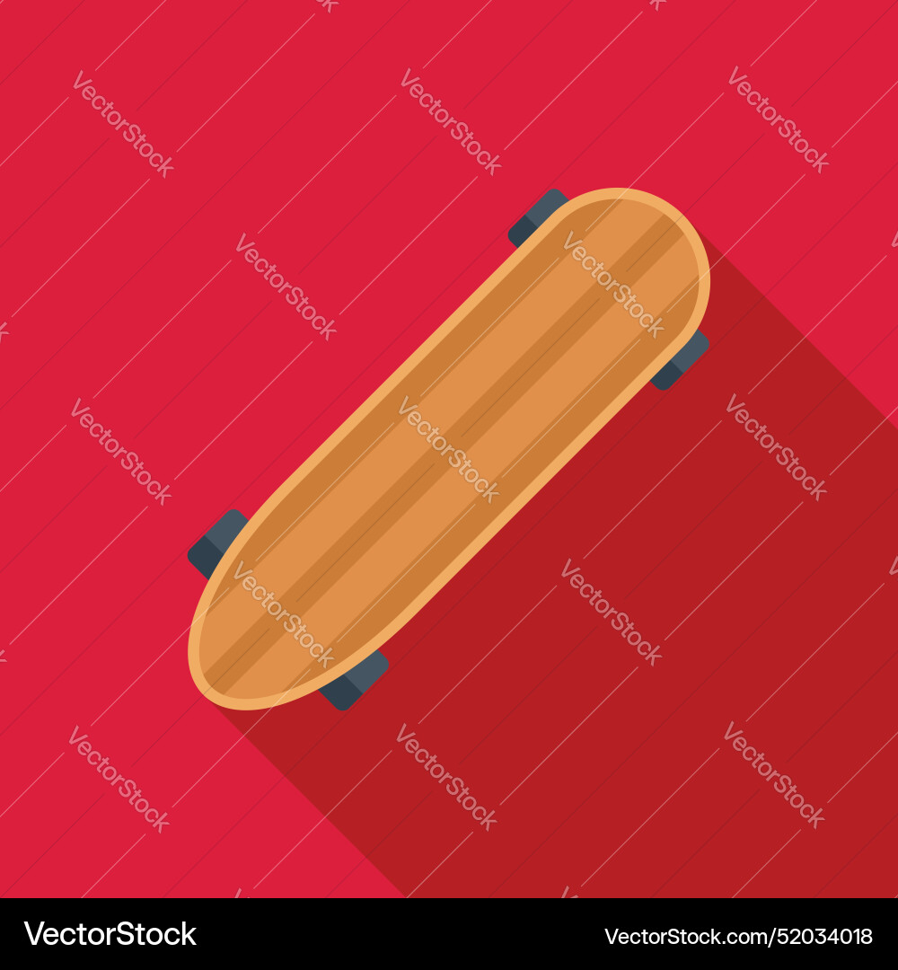 Longboard skateboard lying on red background Vector Image