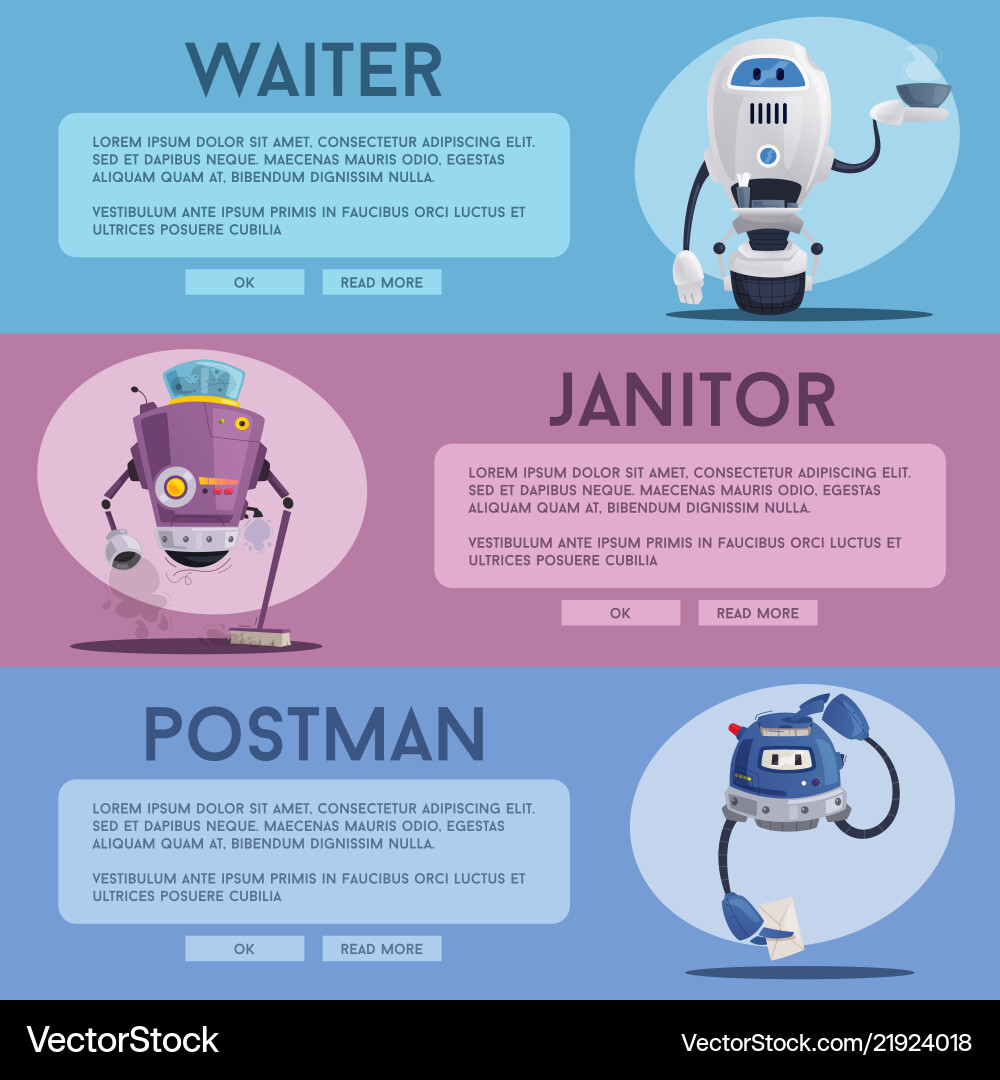 Robot characters technology future Royalty Free Vector Image