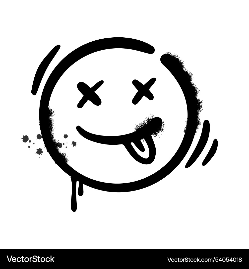 Sick Graffiti Face Texture Royalty Free Vector Image