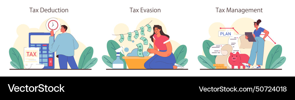 Tax optimization set financial efficiency Vector Image