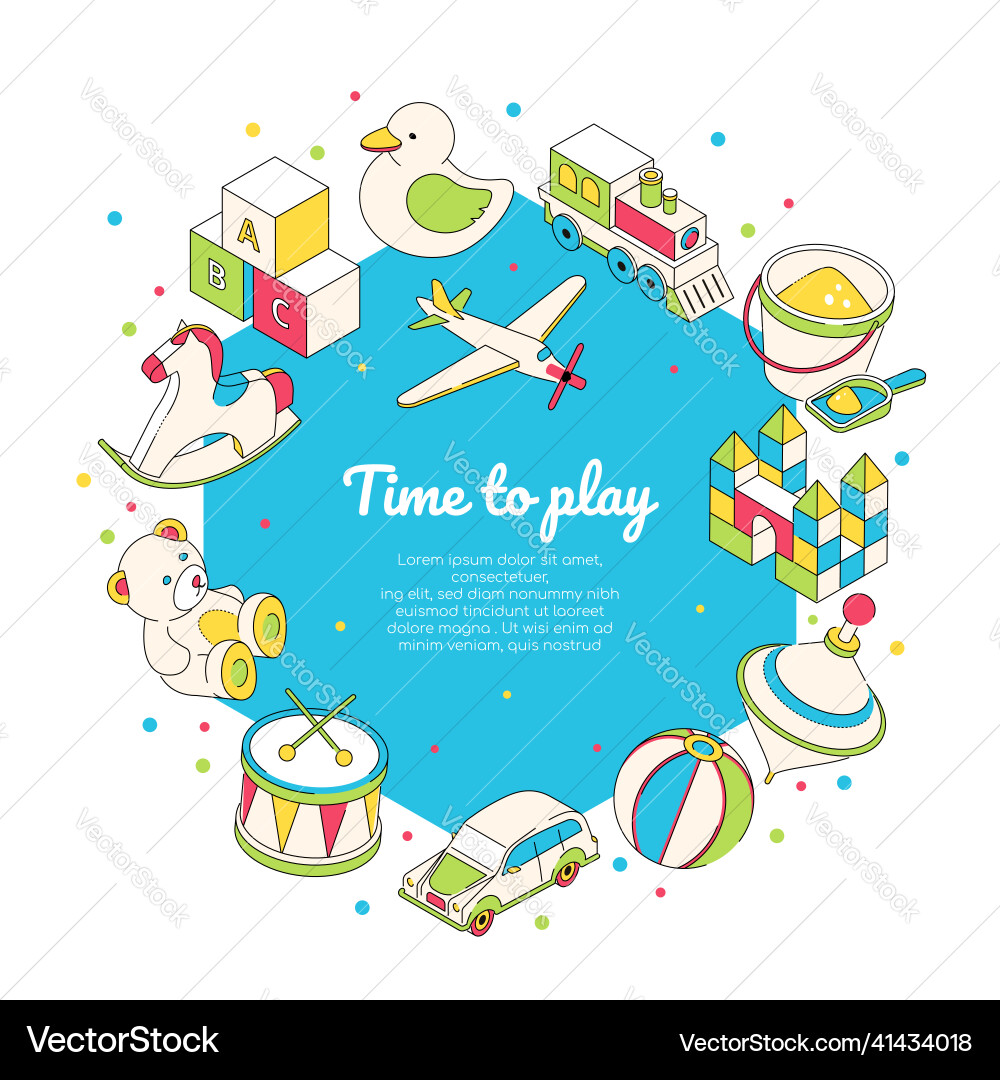 Time to play - modern isometric colorful blue Vector Image