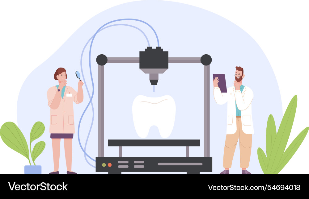 Tooth 3d printing dentistry scientist engineer Vector Image