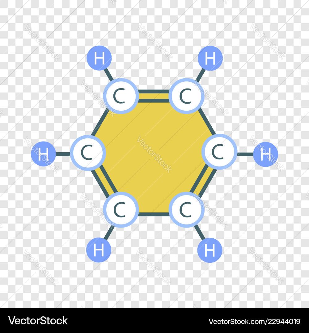 Benzene molecule icon flat style Royalty Free Vector Image