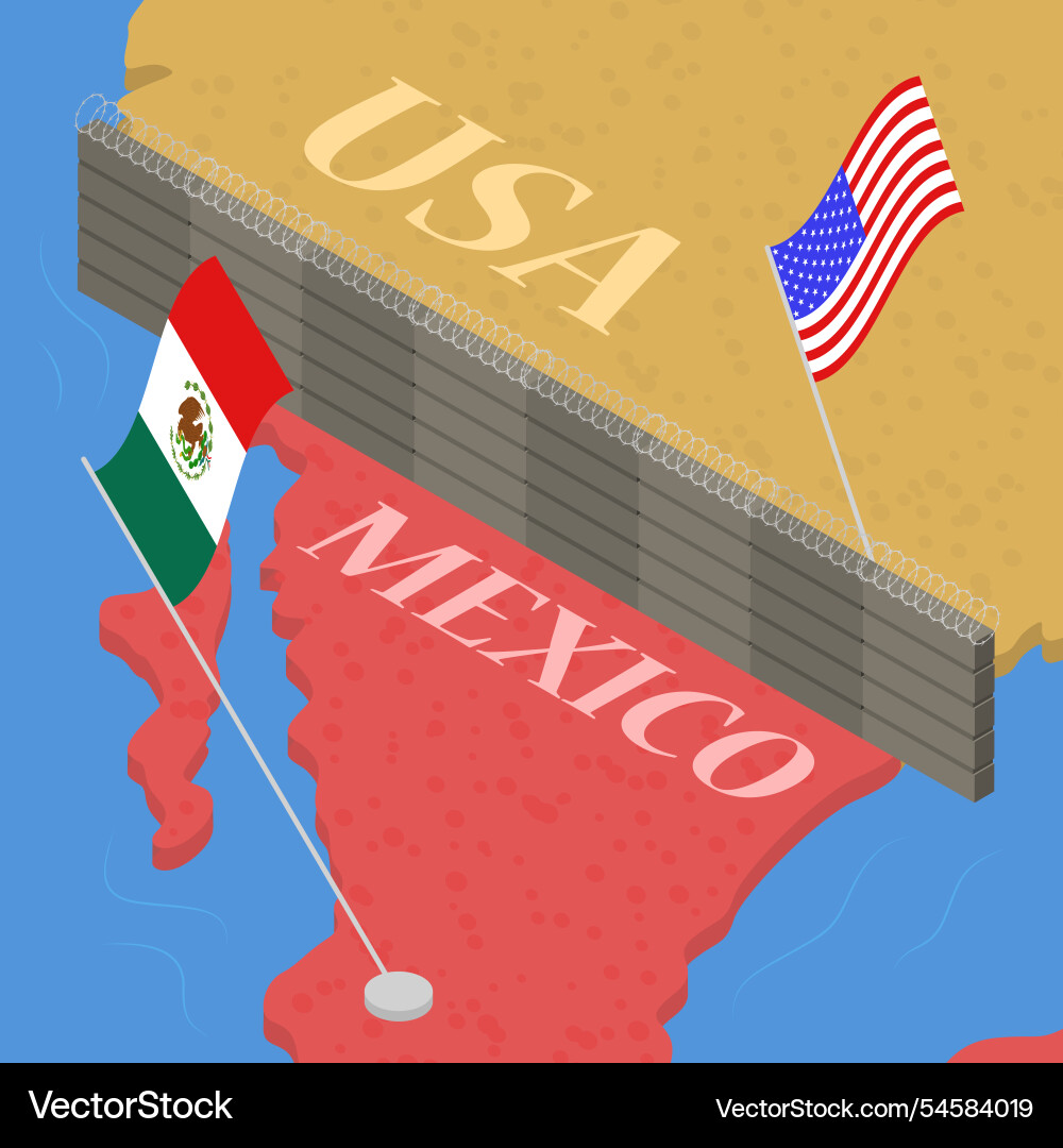 Border wall between mexico and the united states Vector Image